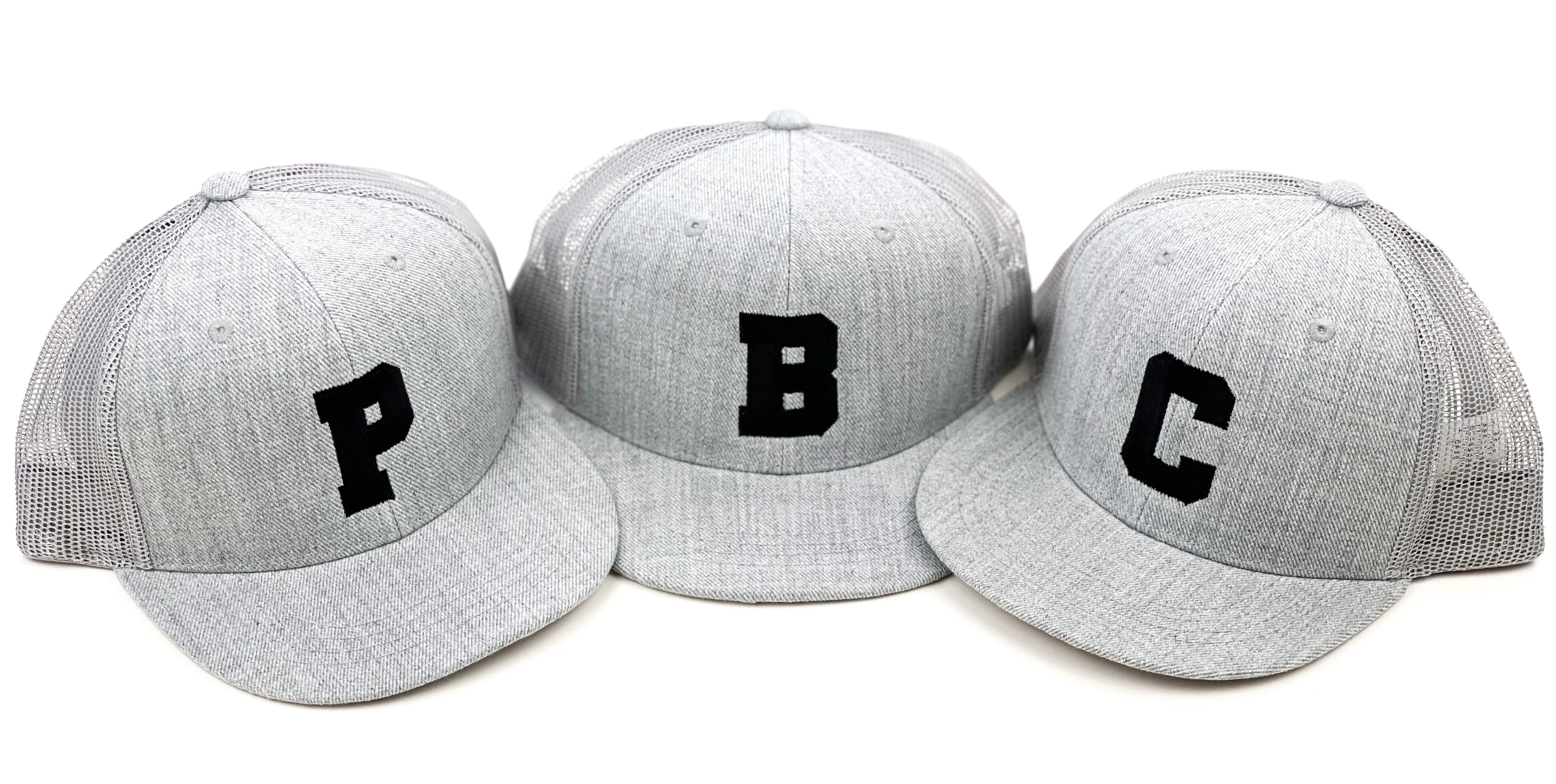 VARSITY INITIAL - Child Size - Flat Brimmed Hat - Gray w/ Black Letter ...