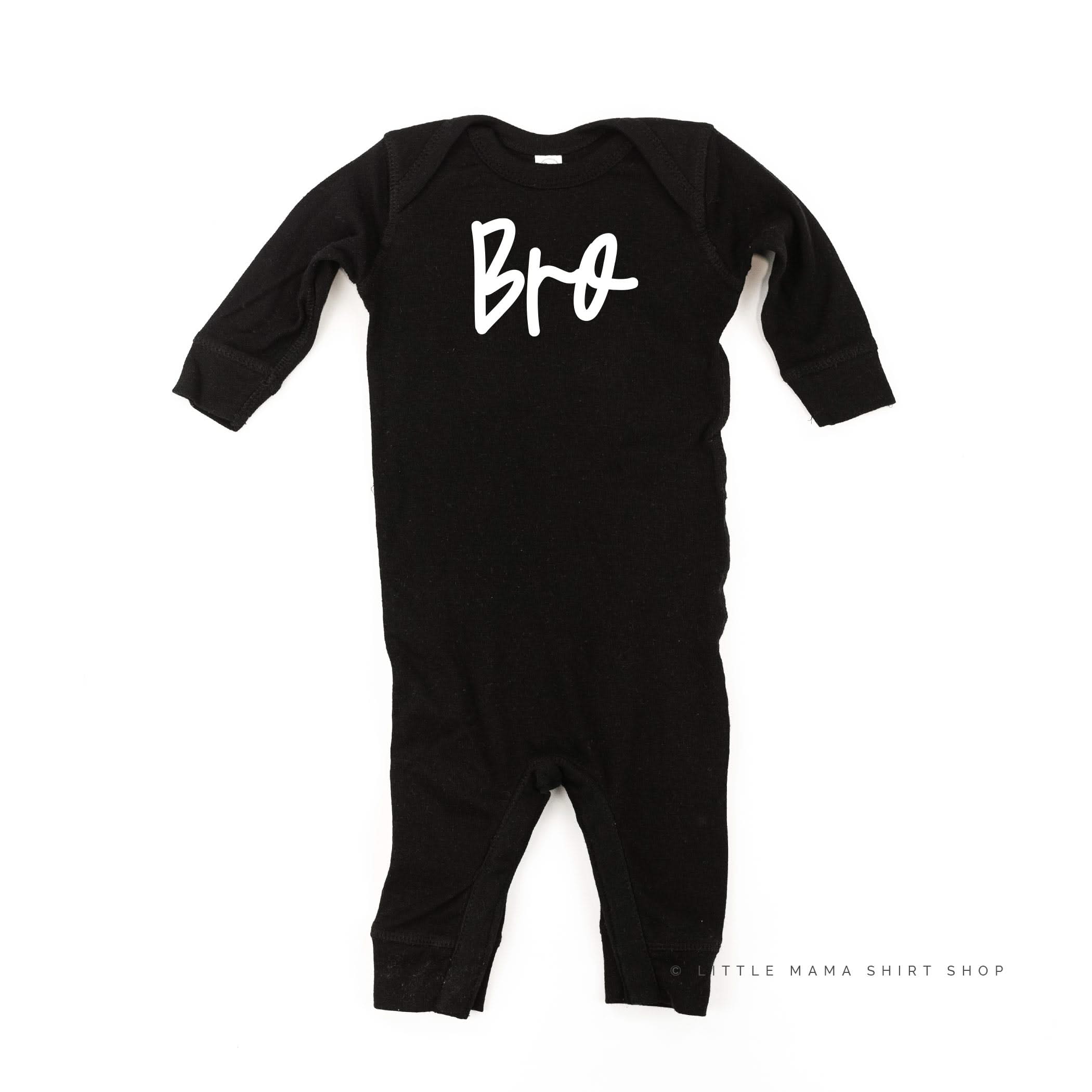 Bro - Cursive - One Piece Baby Sleeper – Little Mama Shirt Shop LLC